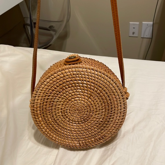 Bags | Hand Woven Rattan Round Shouldercrossbody Bag | Poshmark